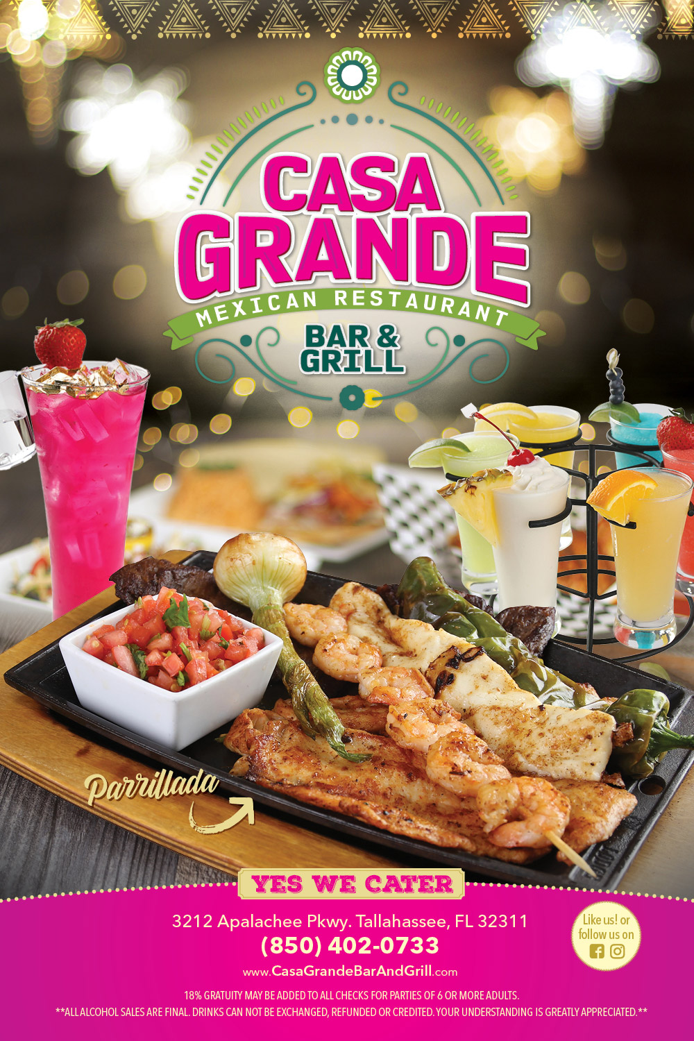 Menu – Casa Grande Bar and Grill – Tallahassee