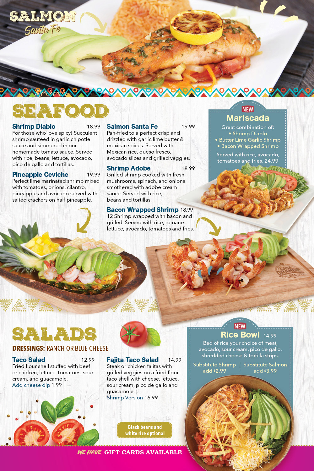 Menu – Casa Grande Bar and Grill – Tallahassee