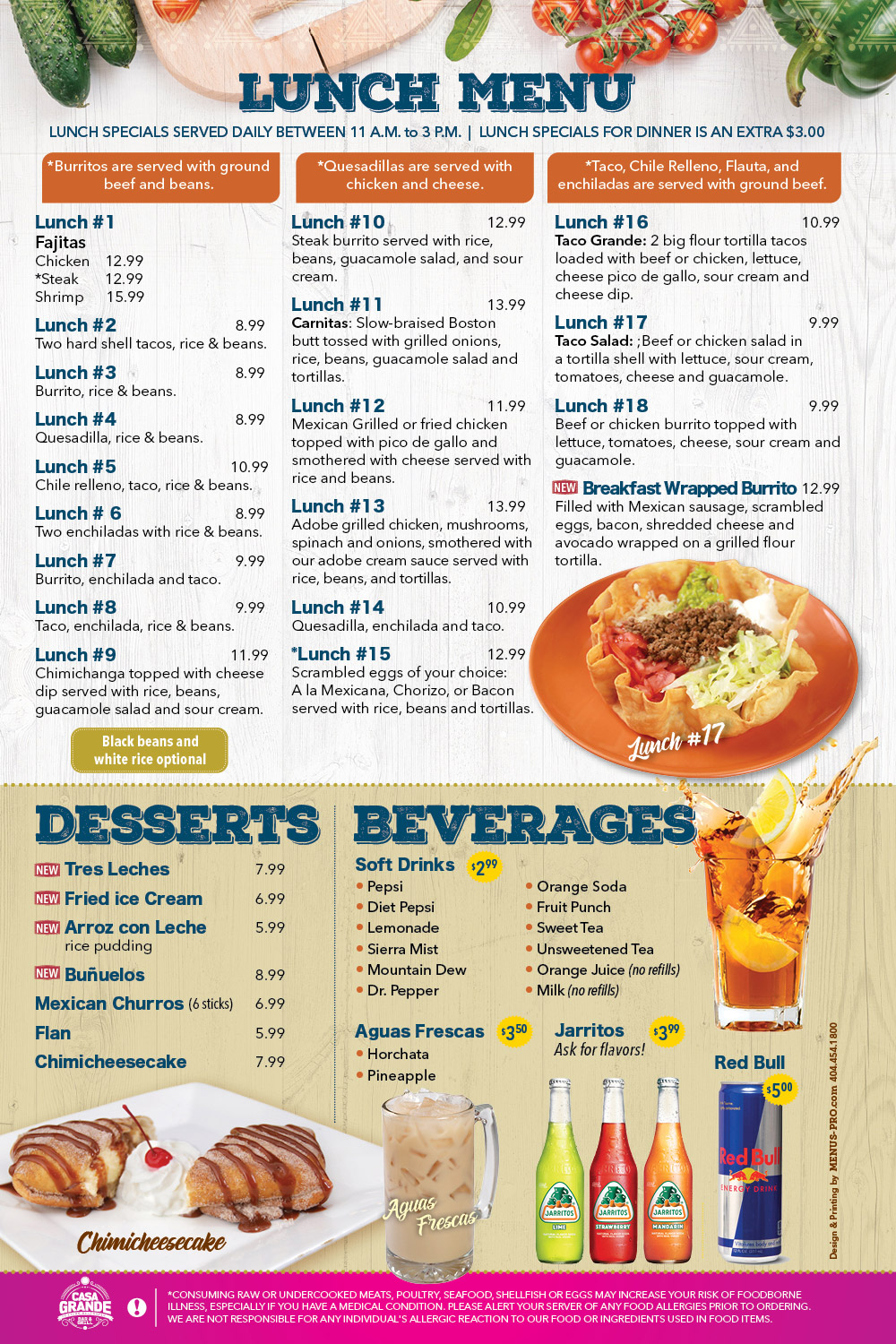 Menu – Casa Grande Bar and Grill – Tallahassee